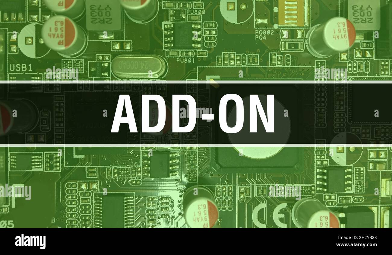 Add-on concept with Electronic Integrated Circuit on circuit board. Add ...