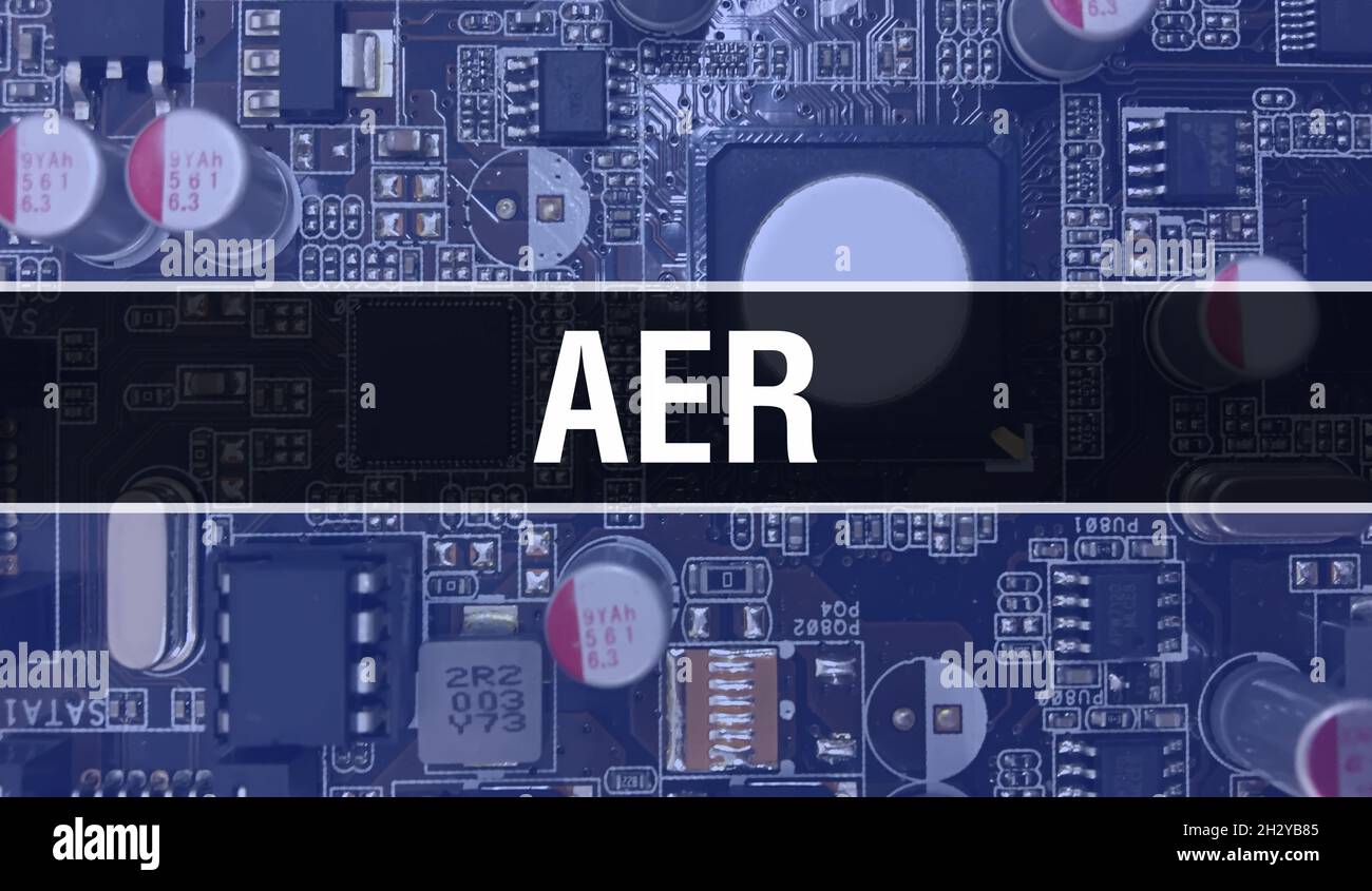 AER text written on Circuit Board Electronic abstract technology ...