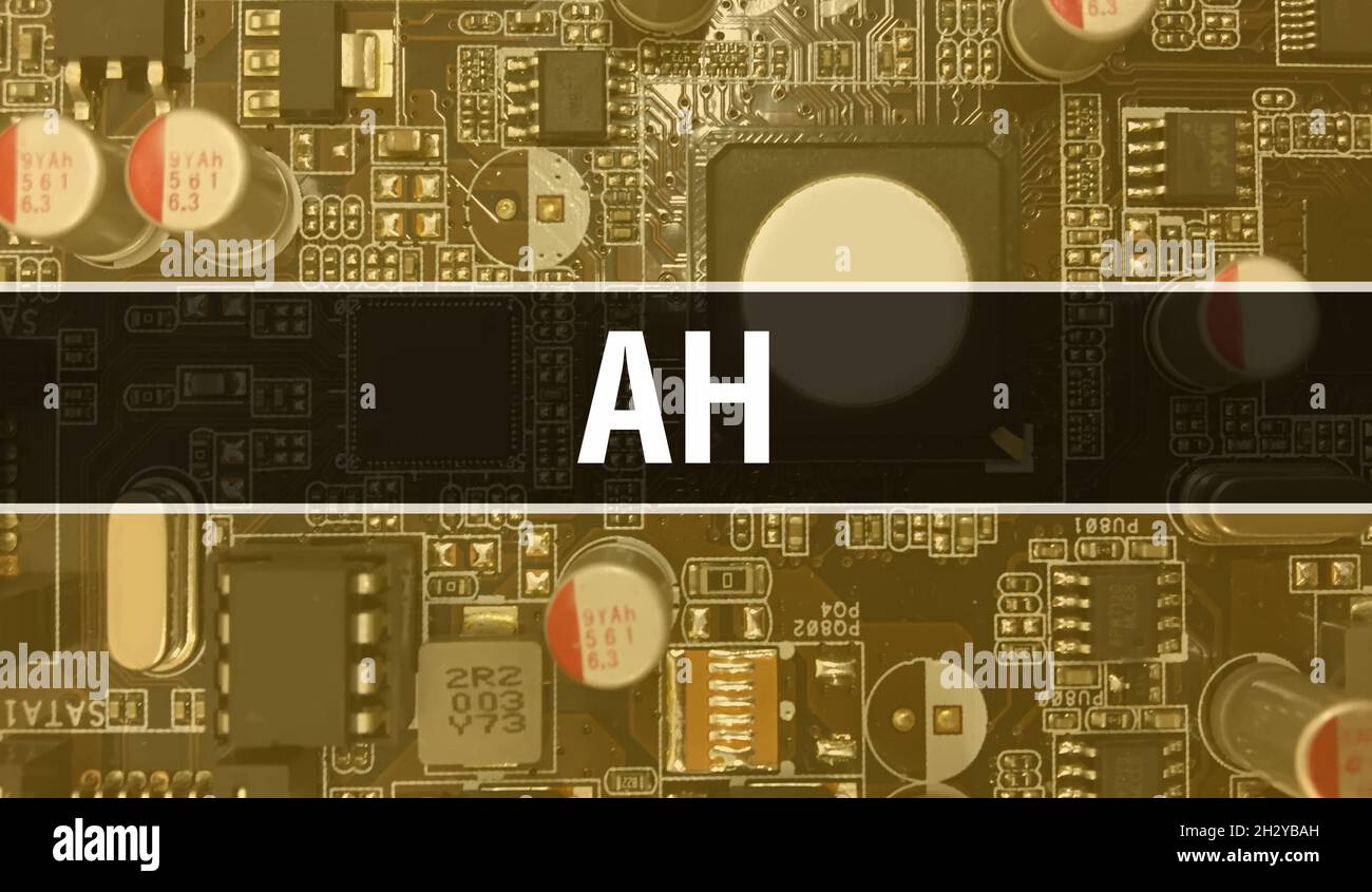 Ah Text Written On Circuit Board Electronic Abstract Technology Background Of Software Developer
