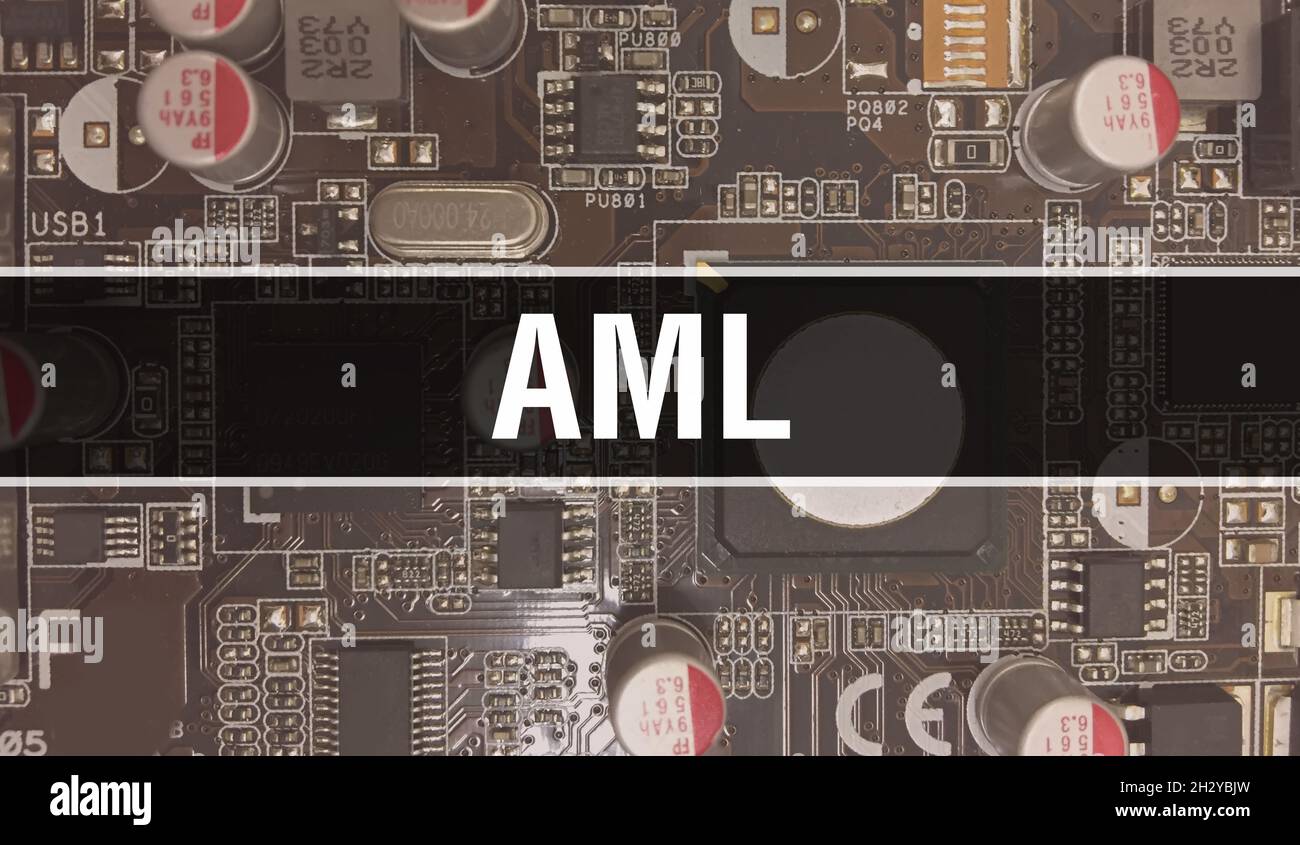 AML concept with Electronic Integrated Circuit on circuit board. AML ...
