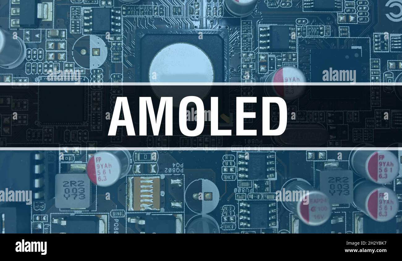 AMOLED concept illustration using Computer Chip in Circuit Board ...
