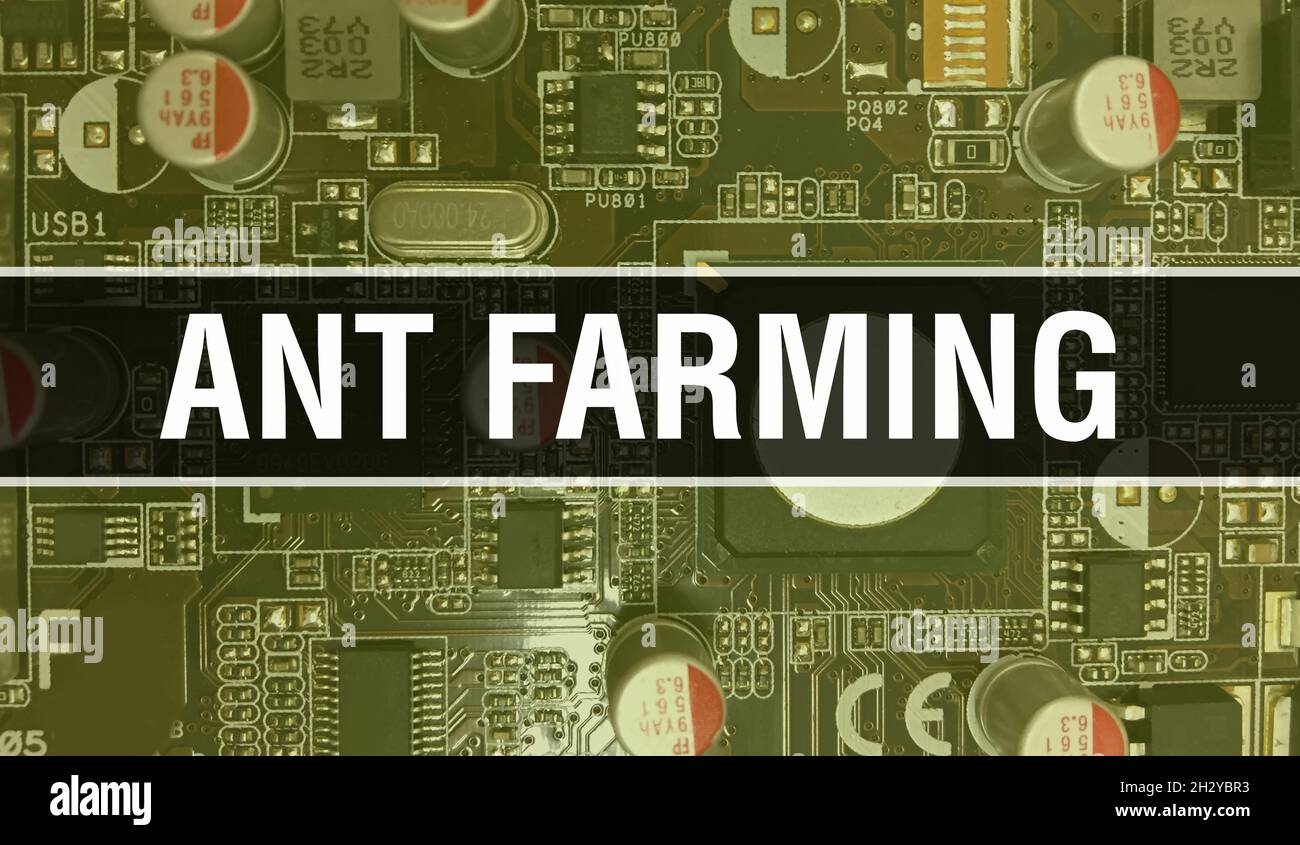 Ant Farming concept with Electronic Integrated Circuit on circuit board ...