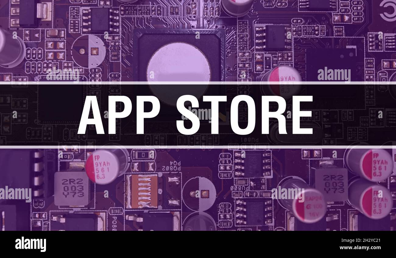 App Store concept illustration using Computer Chip in Circuit Board ...