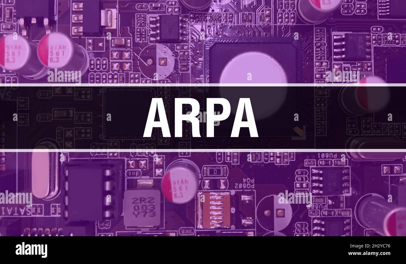 ARPA text written on Circuit Board Electronic abstract technology ...