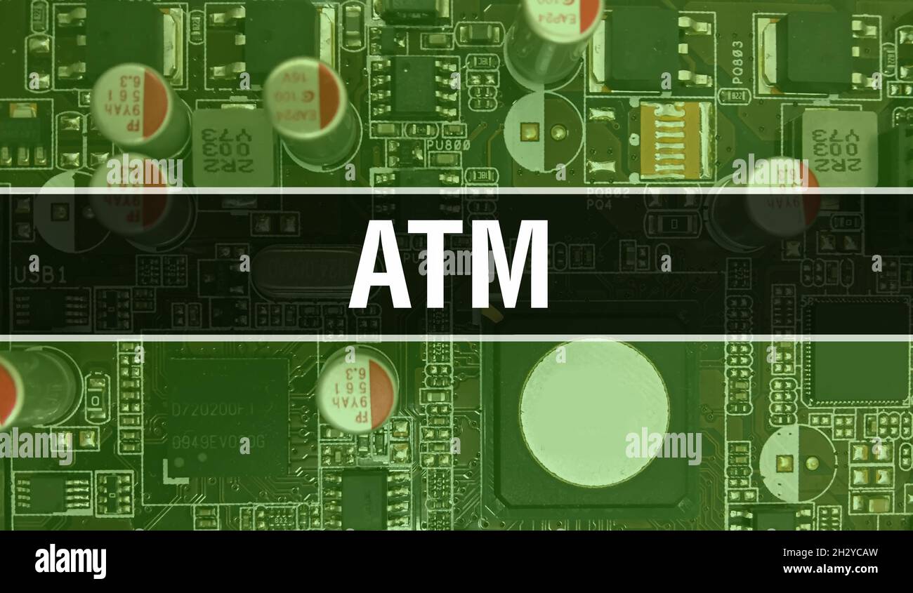 ATM with Technology Motherboard Digital. ATM and Computer Circuit Board ...