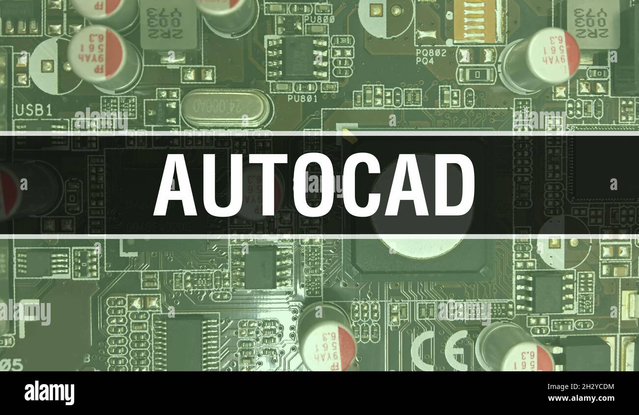 AutoCAD concept with Electronic Integrated Circuit on circuit board ...
