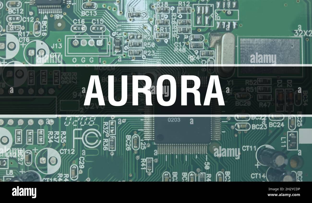 Aurora With Electronic Computer Hardware Technology Background