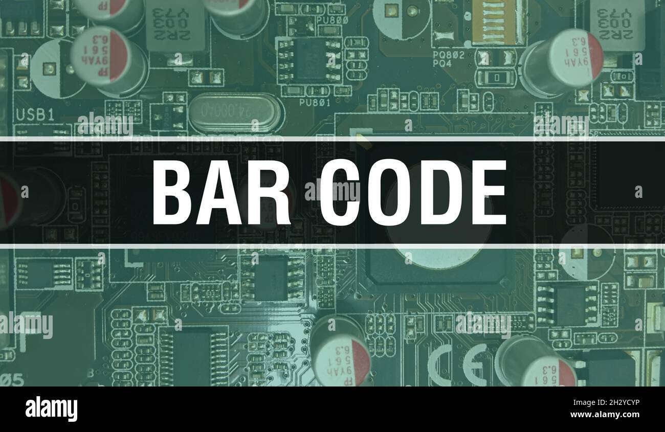 Bar Code concept with Electronic Integrated Circuit on circuit board ...
