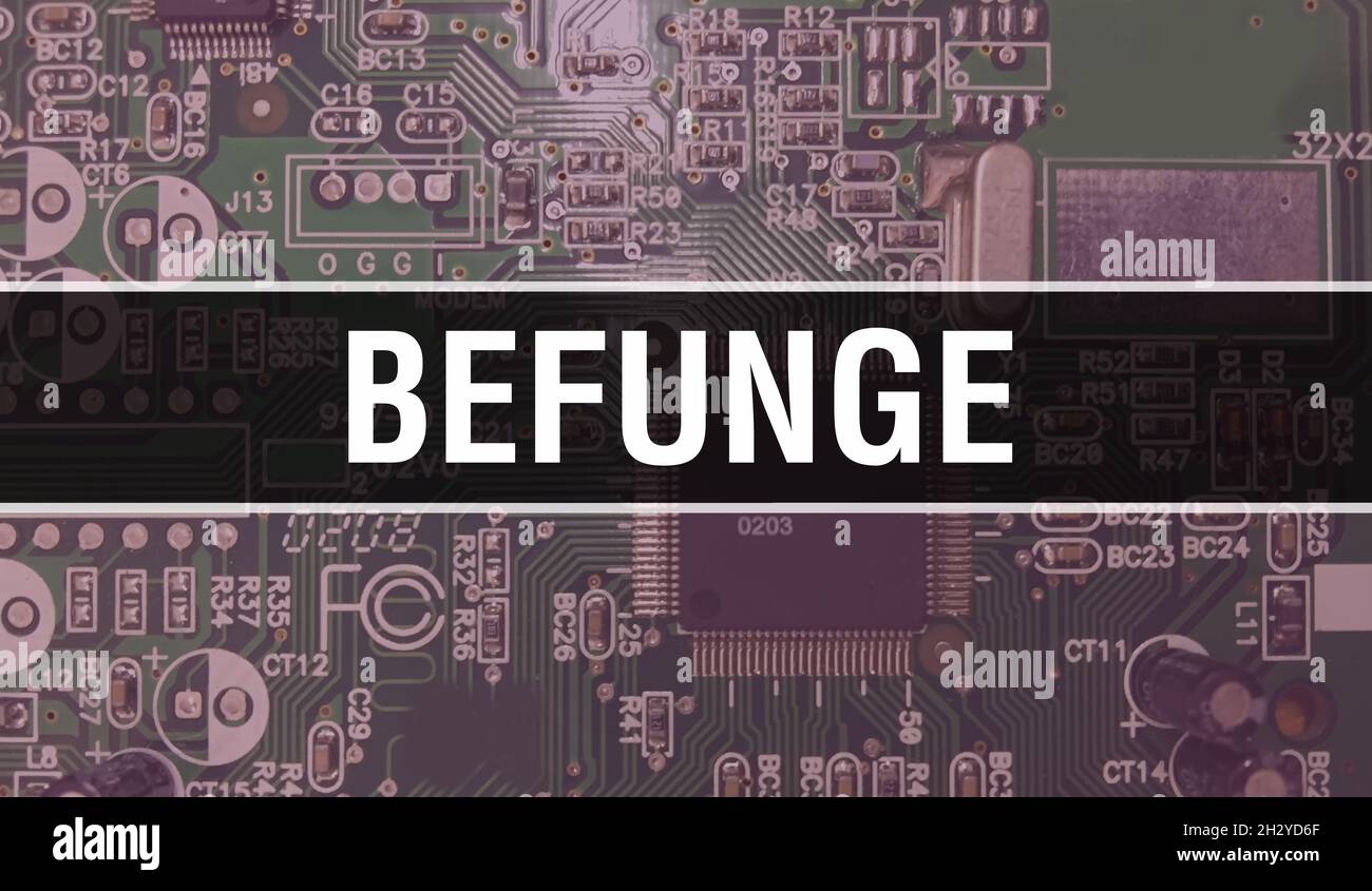Befunge with Technology Motherboard Digital. Befunge and Computer ...