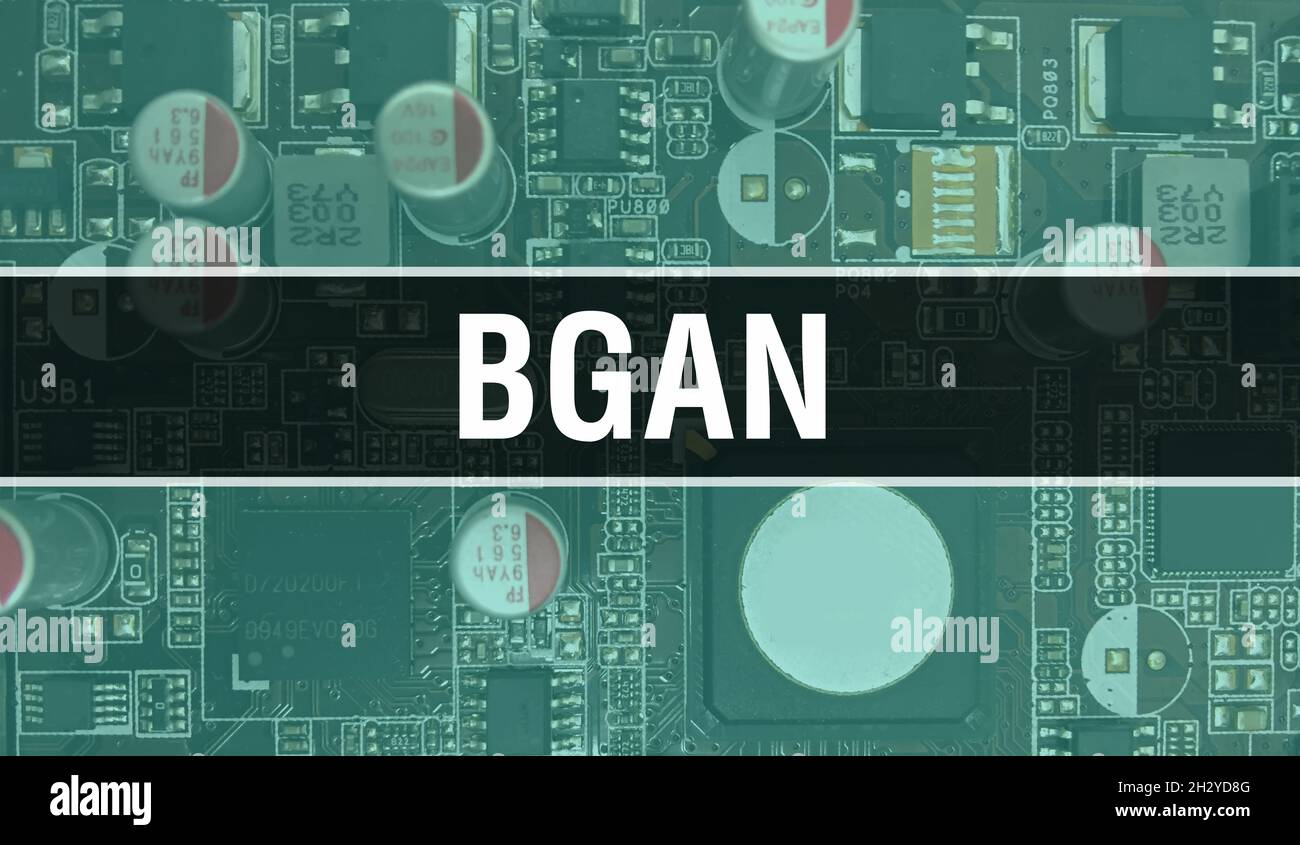 BGAN concept with Computer motherboard. BGAN text written on Technology ...