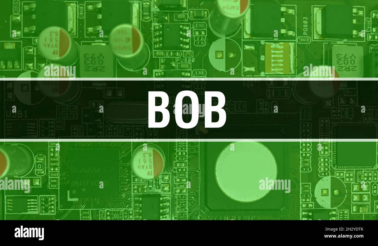 BoB concept illustration using Computer Chip in Circuit Board. BoB close up of integrated ...