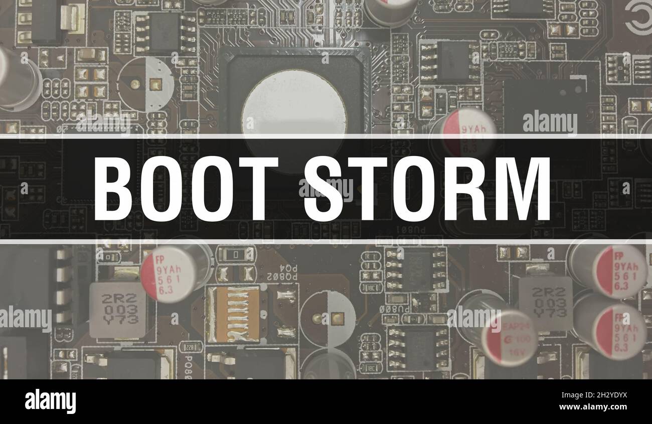 Boot Storm concept with Electronic Integrated Circuit on circuit board ...