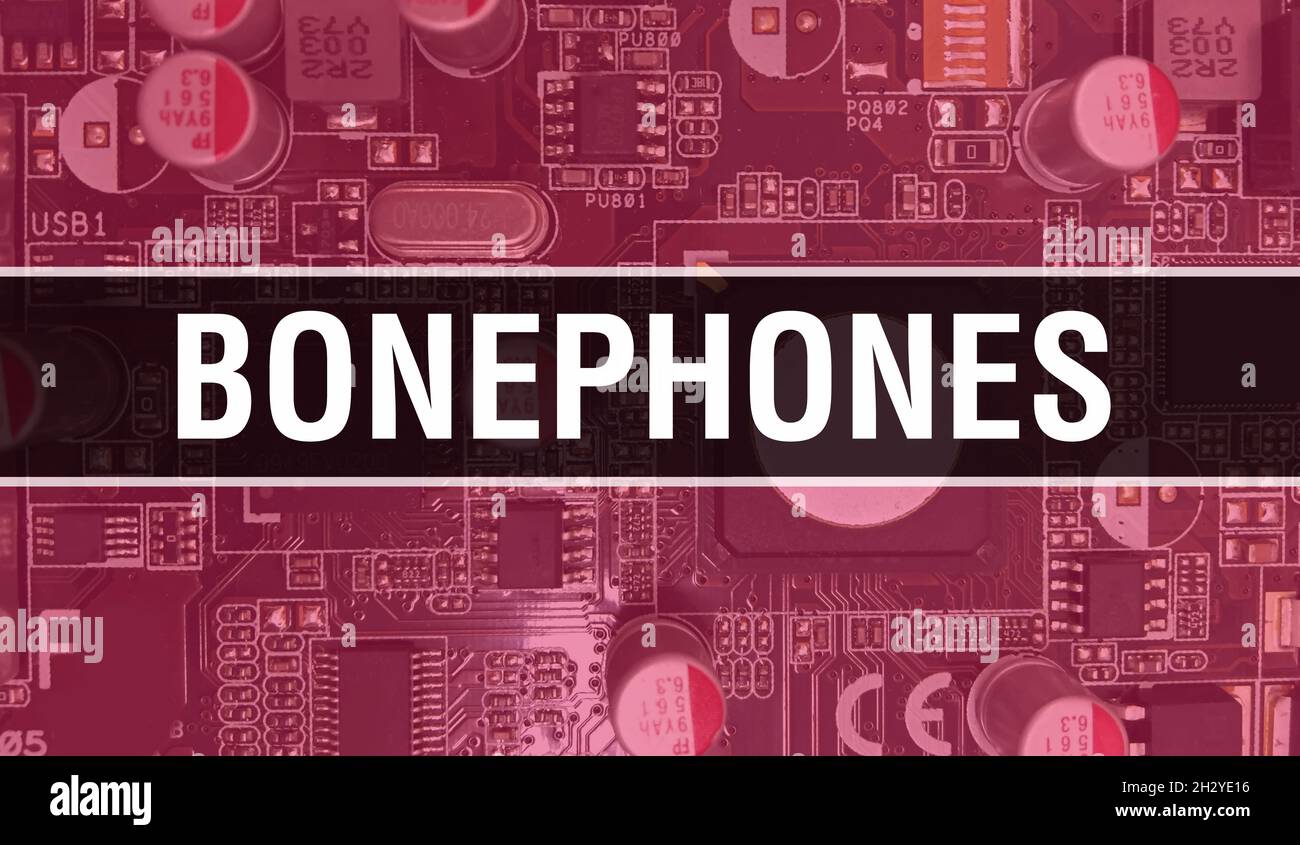 Bonephones concept with Computer motherboard. Bonephones text written ...