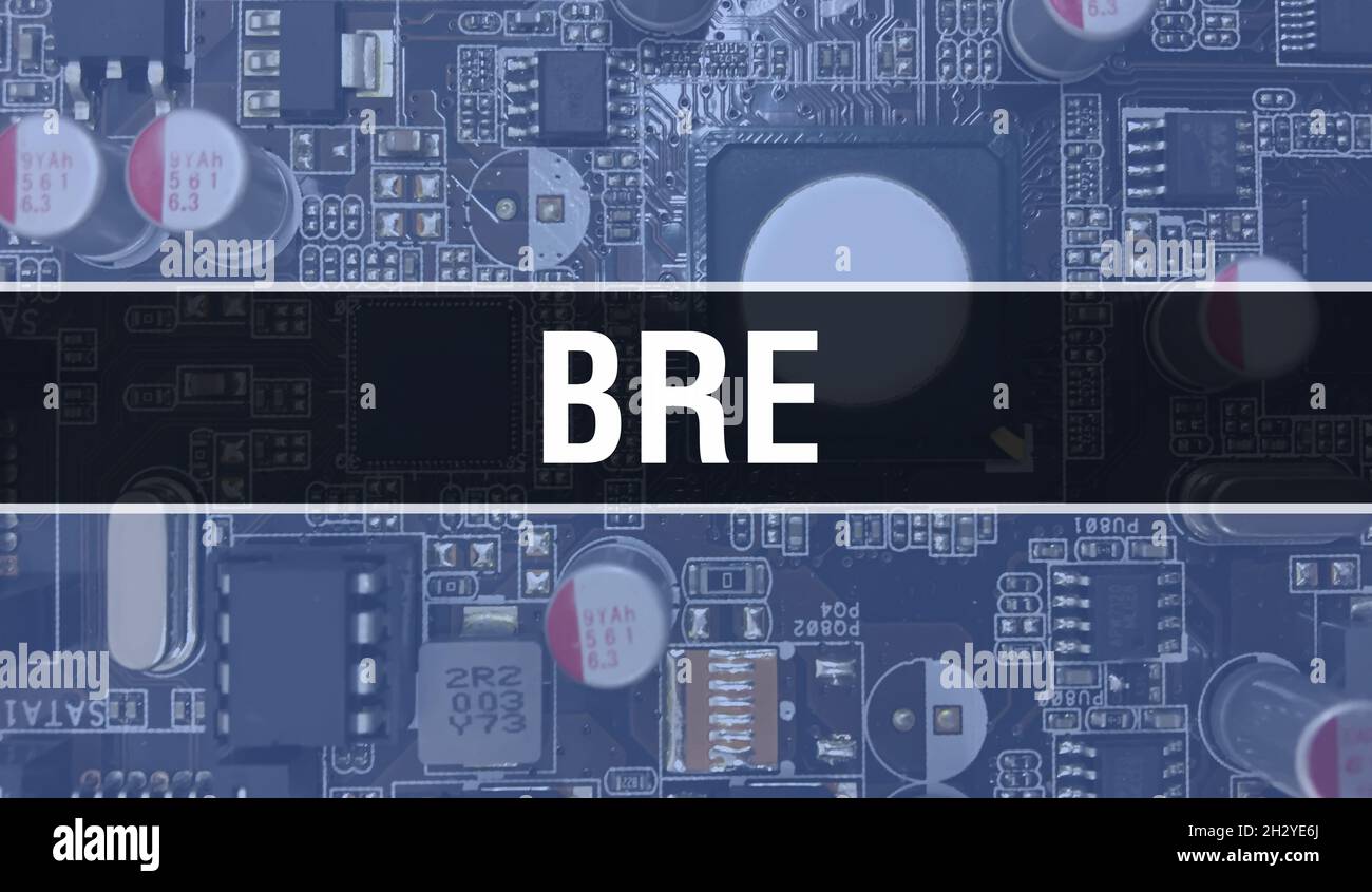 BRE text written on Circuit Board Electronic abstract technology ...