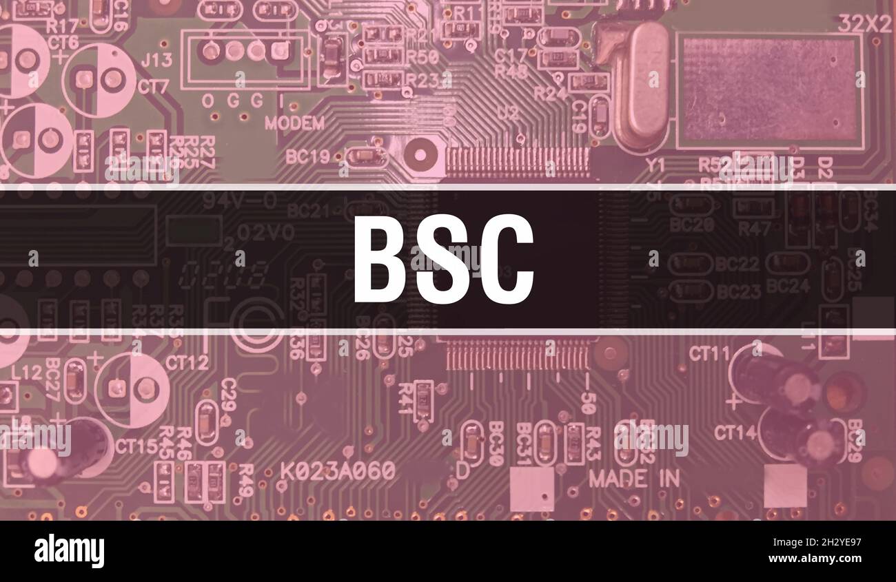 BSC concept with Computer motherboard. BSC text written on Technology ...