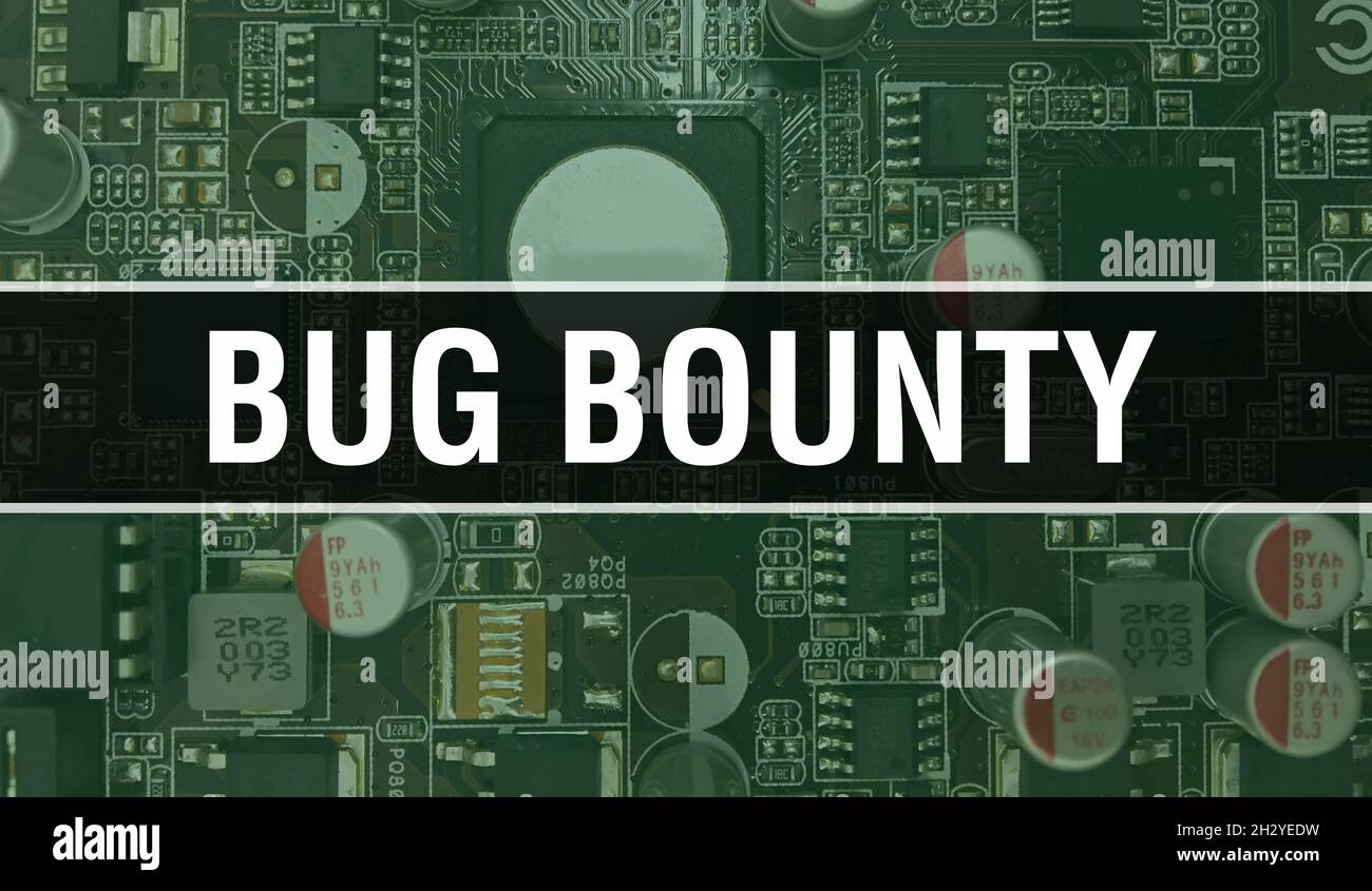 Bug Bounty concept illustration using Computer Chip in Circuit Board ...