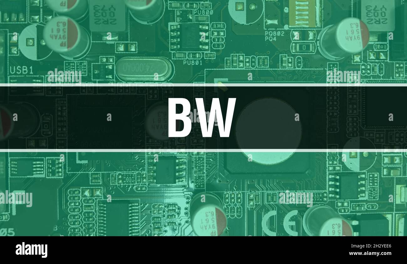 BW concept with Electronic Integrated Circuit on circuit board. BW with ...