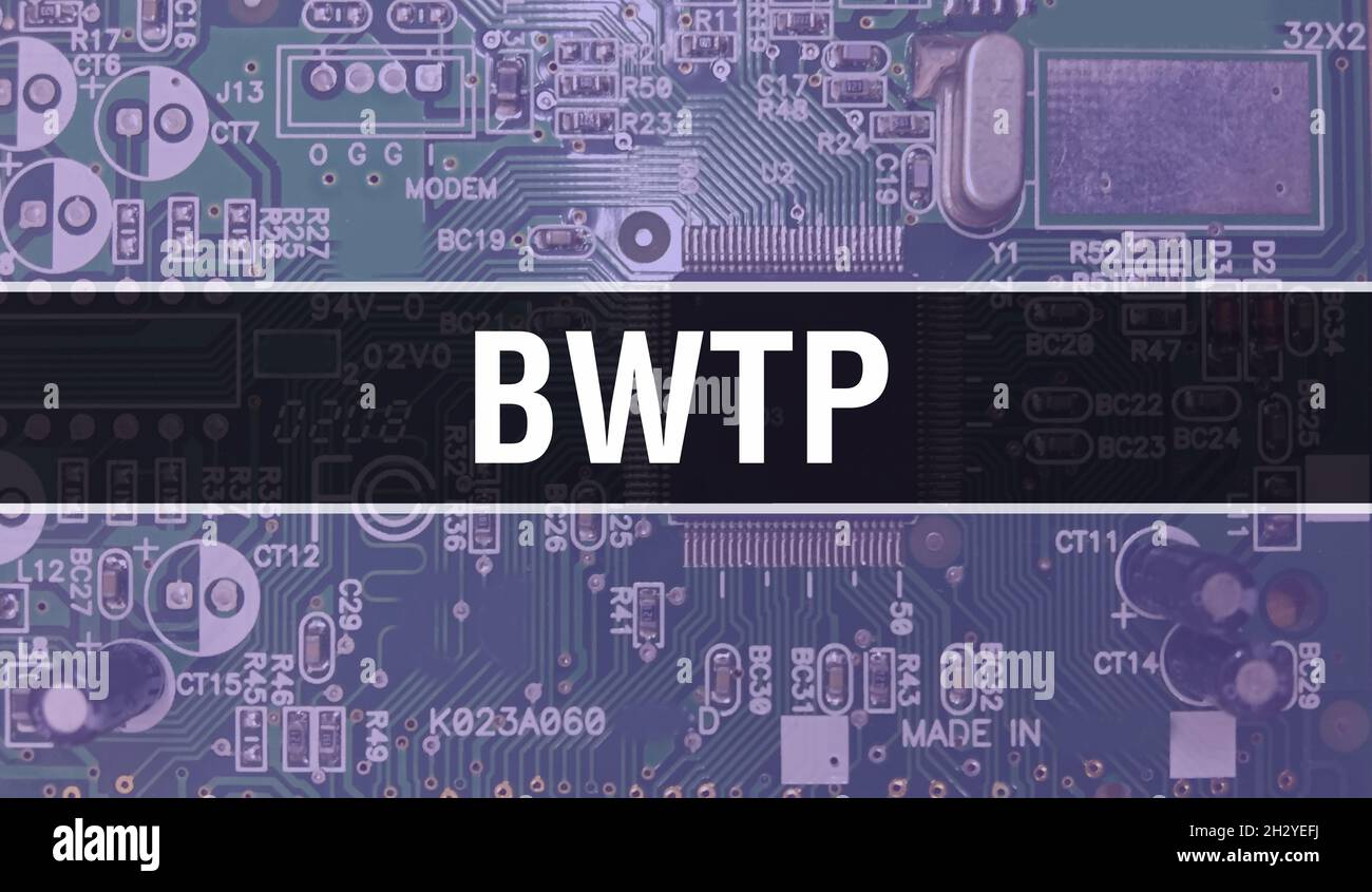 BWTP concept with Computer motherboard. BWTP text written on Technology ...