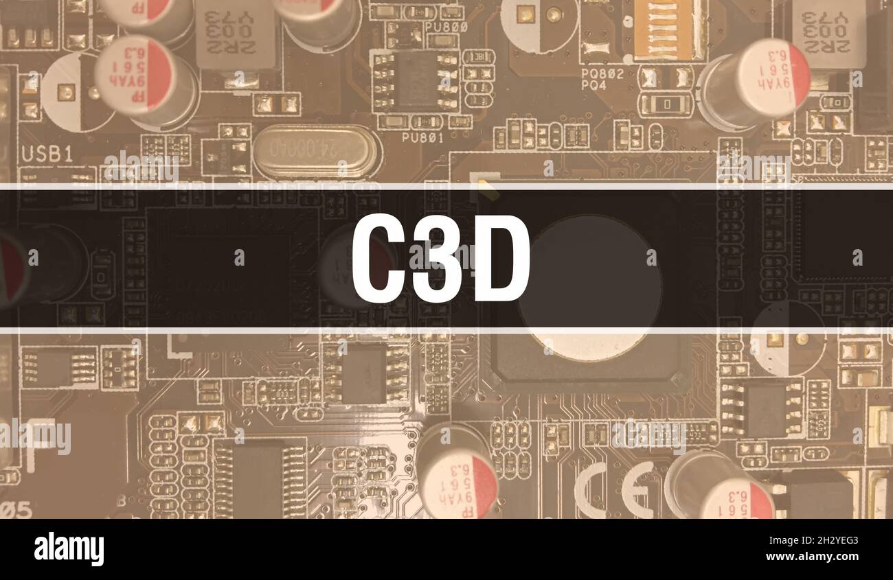 C3D concept with Electronic Integrated Circuit on circuit board. C3D ...