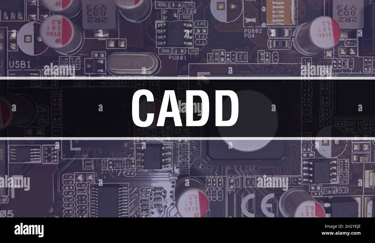 CADD concept with Electronic Integrated Circuit on circuit board. CADD ...