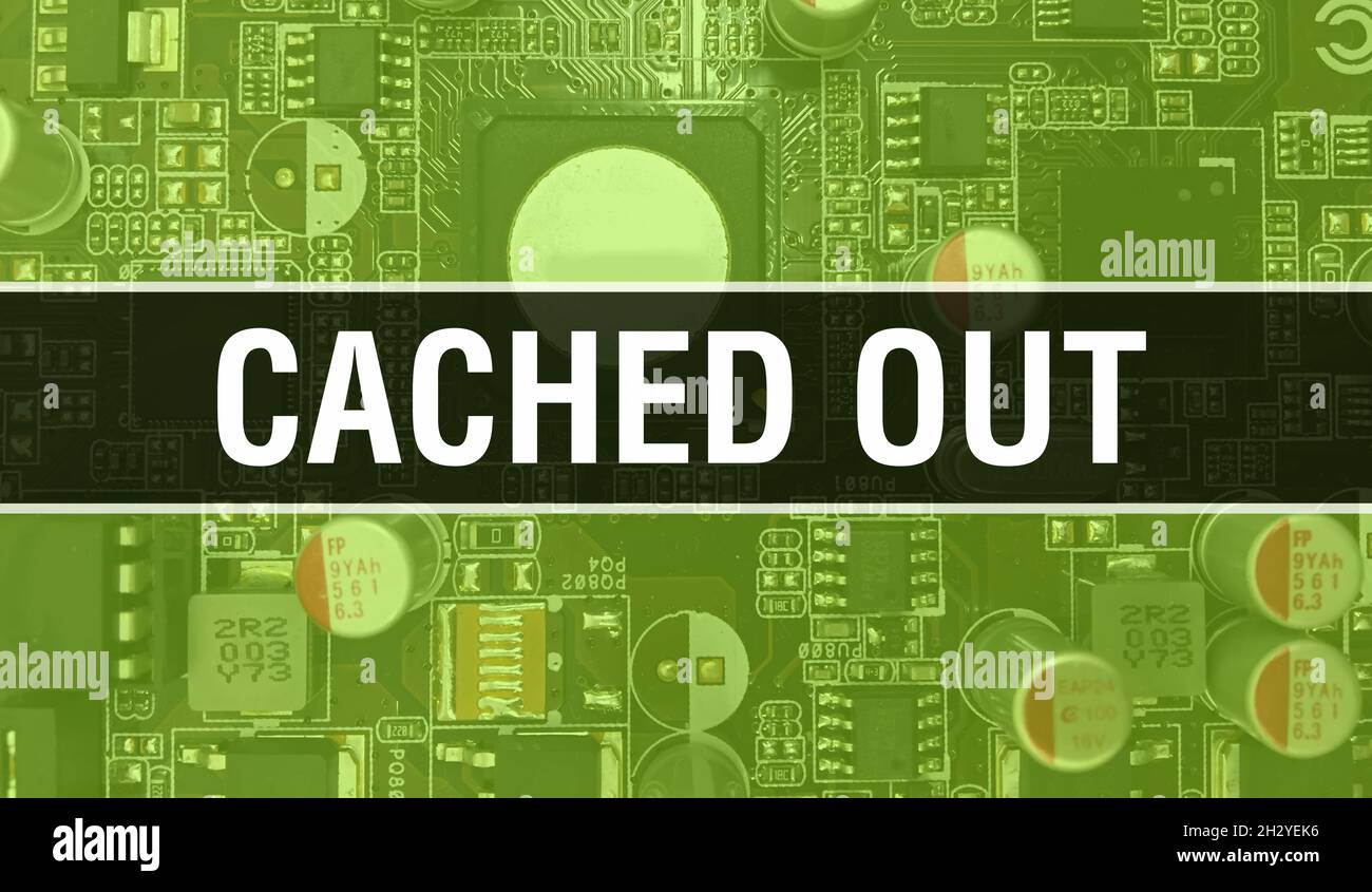 Cached Out concept illustration using Computer Chip in Circuit Board ...
