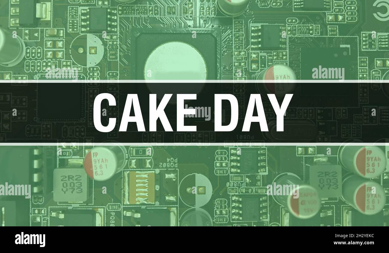 Cake Day concept illustration using Computer Chip in Circuit Board ...