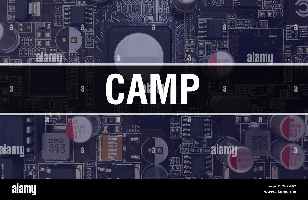 CAMP concept illustration using Computer Chip in Circuit Board. CAMP ...