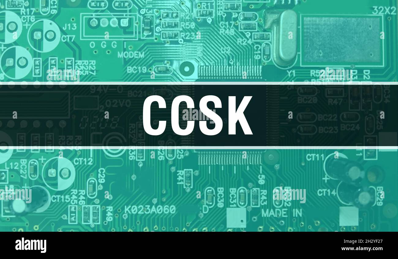 CCSK concept with Computer motherboard. CCSK text written on Technology Motherboard Digital ...