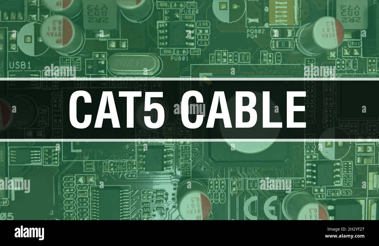 Cat5 Cable concept with Electronic Integrated Circuit on circuit board ...
