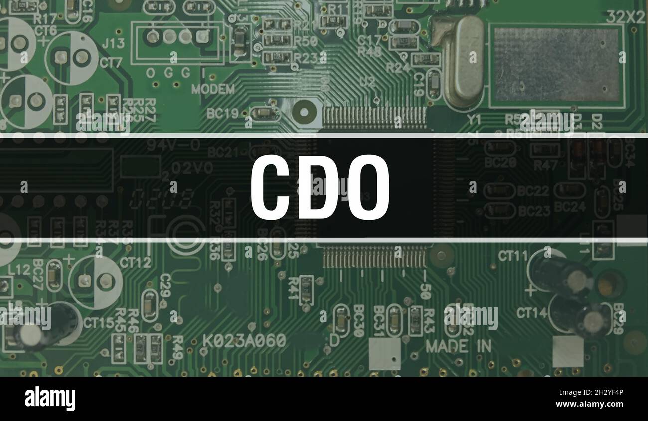 CDO concept with Computer motherboard. CDO text written on Technology ...