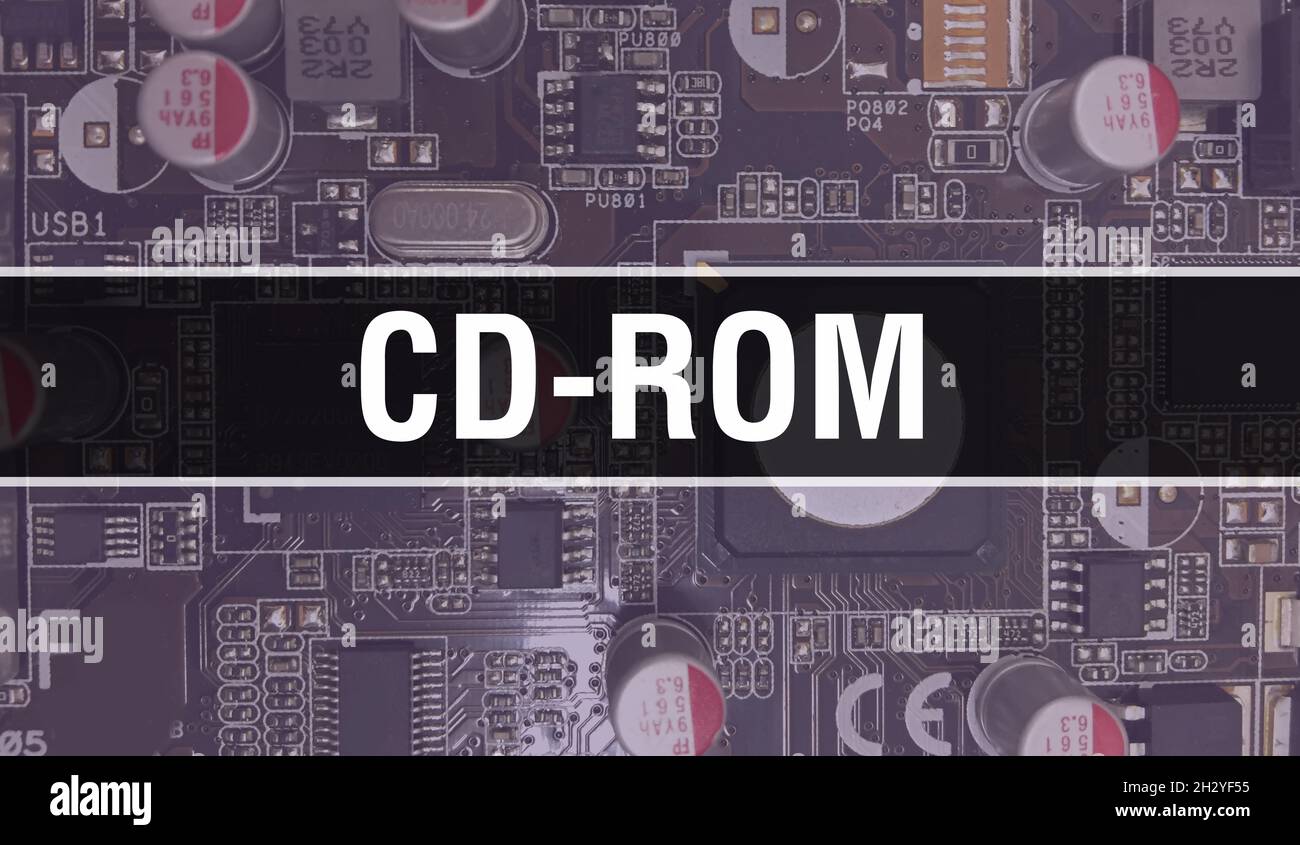 CD-ROM concept with Electronic Integrated Circuit on circuit board. CD ...