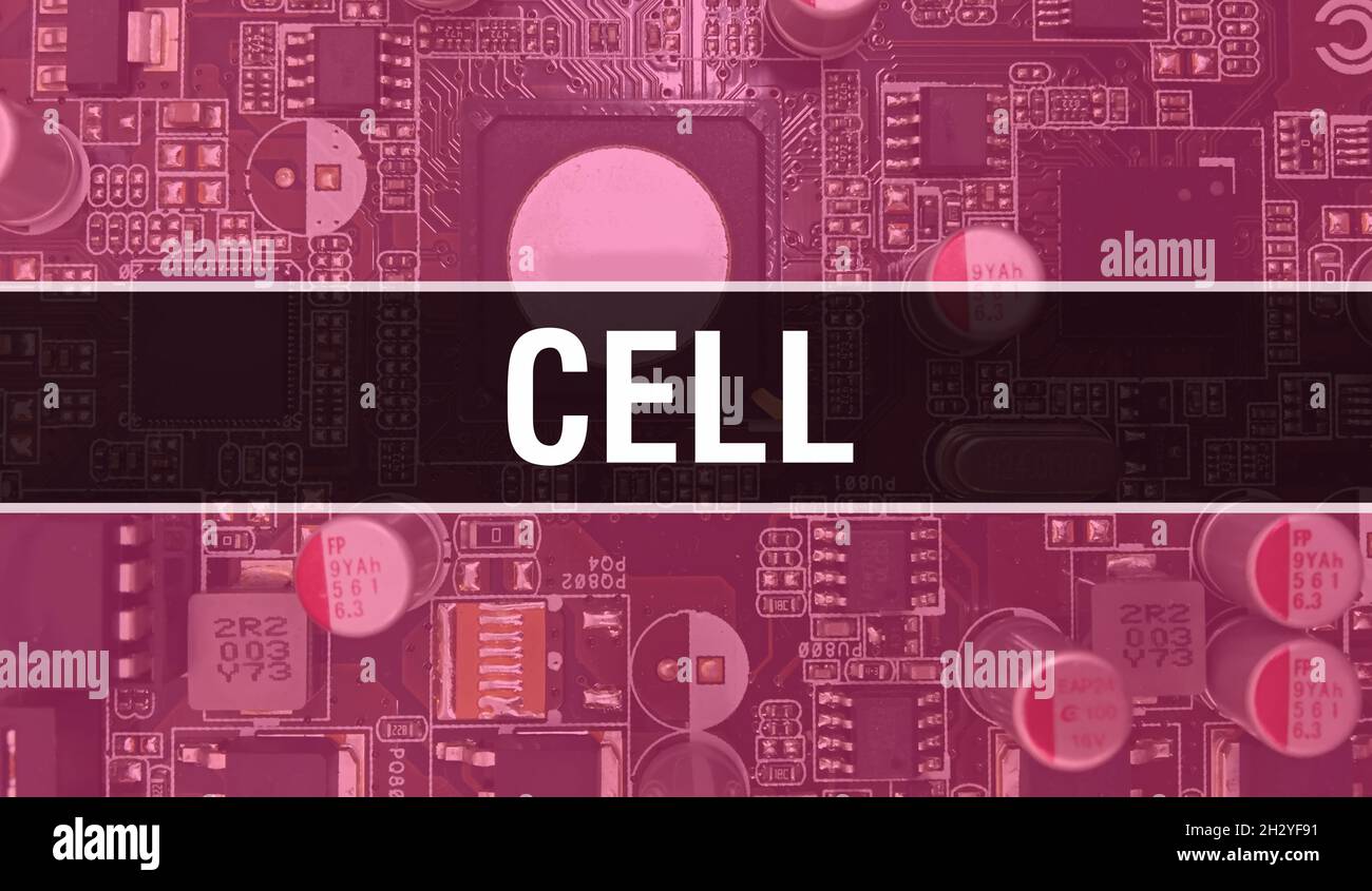 Cell concept illustration using Computer Chip in Circuit Board. Cell ...