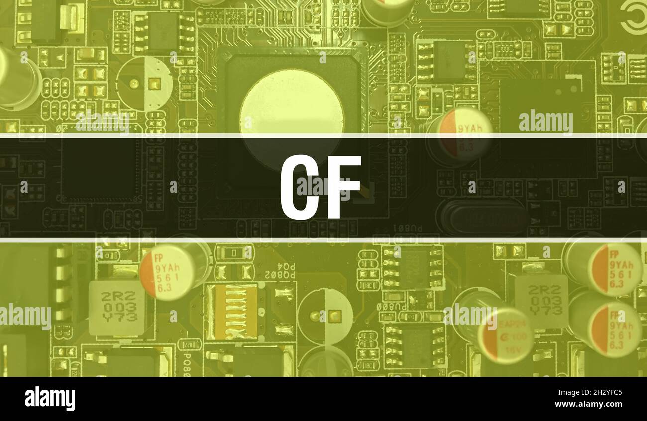 Cf Concept Illustration Using Computer Chip In Circuit Board Cf Close Up Of Integrated Circuits