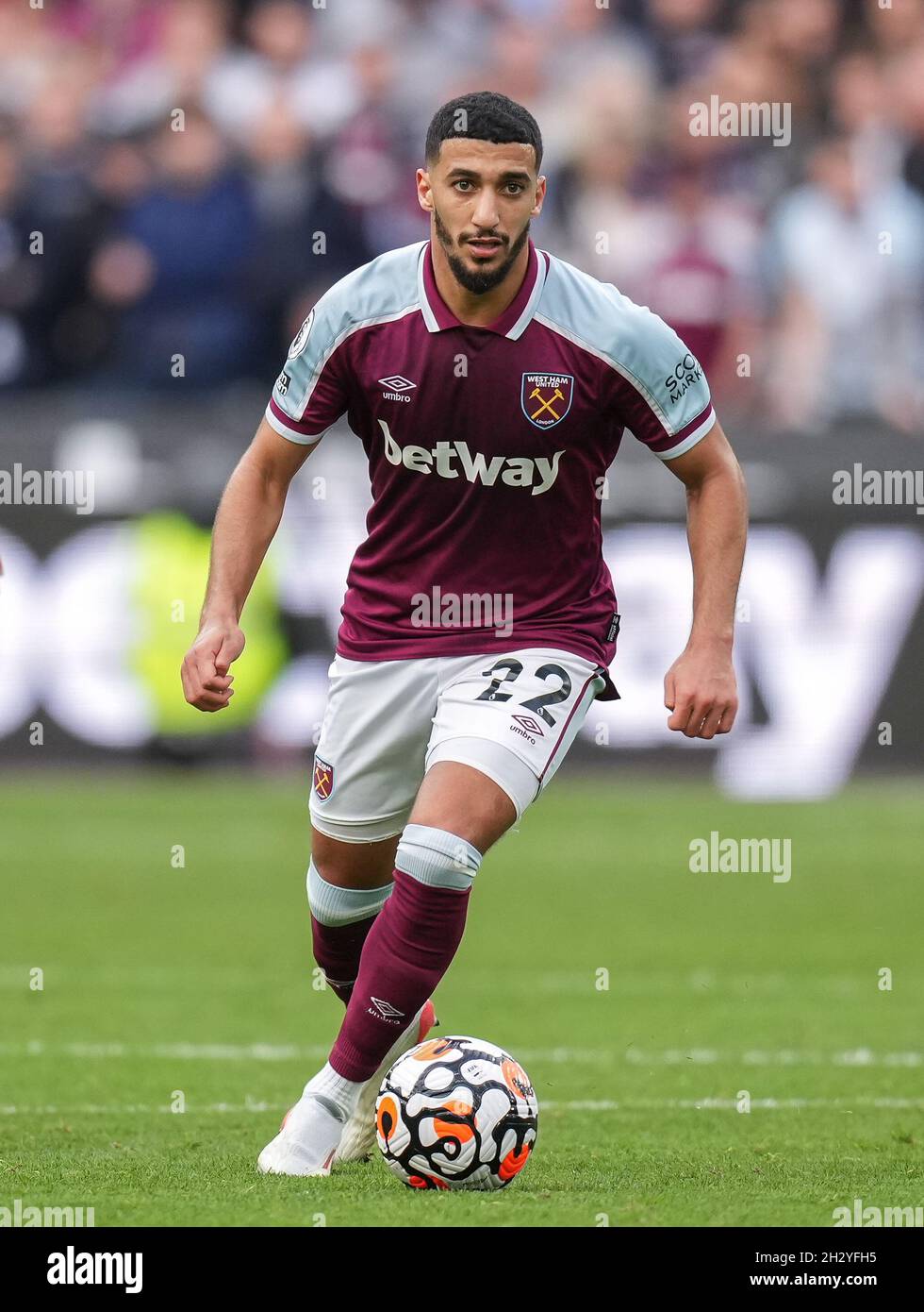 London, UK. 16th Oct, 2021. Said Benrahma of West Ham United during the ...