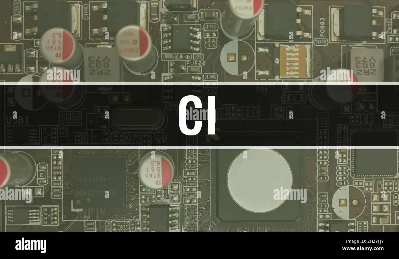 CI with Technology Motherboard Digital. CI and Computer Circuit Board ...