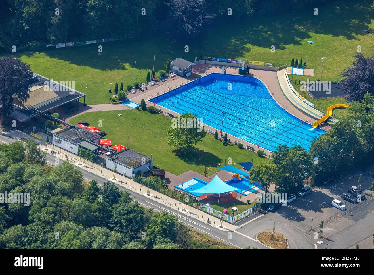 Aerial photo, Förderverein Freibad Neheim e.V., Neheim, Arnsberg ...