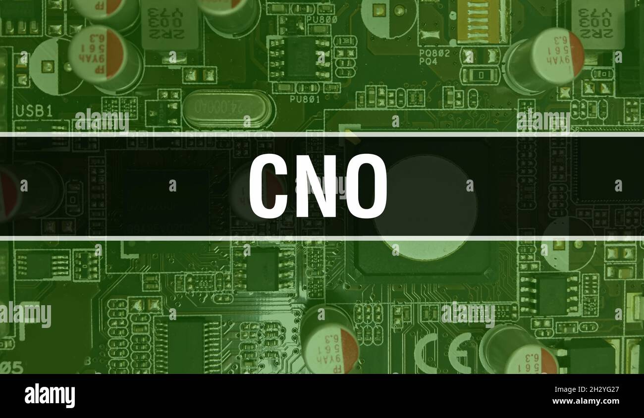 CNO concept with Electronic Integrated Circuit on circuit board. CNO ...