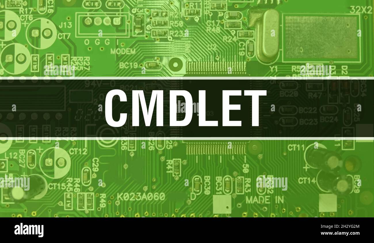 Cmdlet concept with Computer motherboard. Cmdlet text written on ...