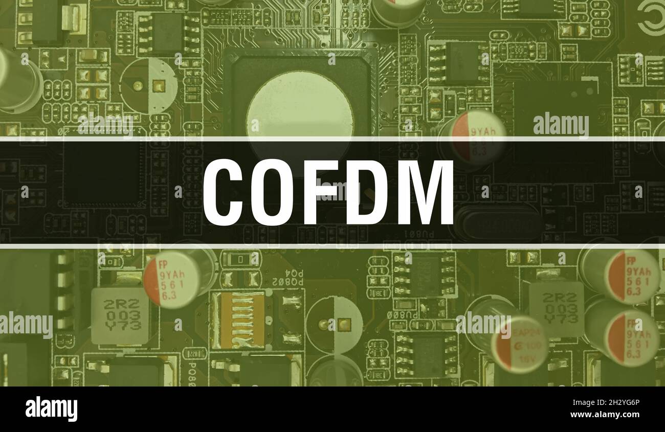 COFDM concept illustration using Computer Chip in Circuit Board. COFDM ...