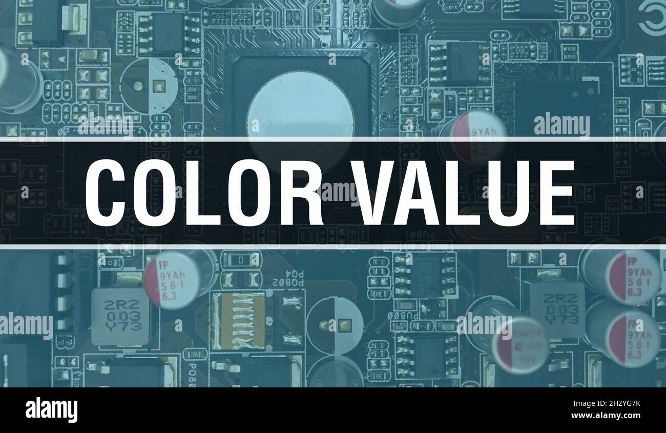 Color Value concept illustration using Computer Chip in Circuit Board ...