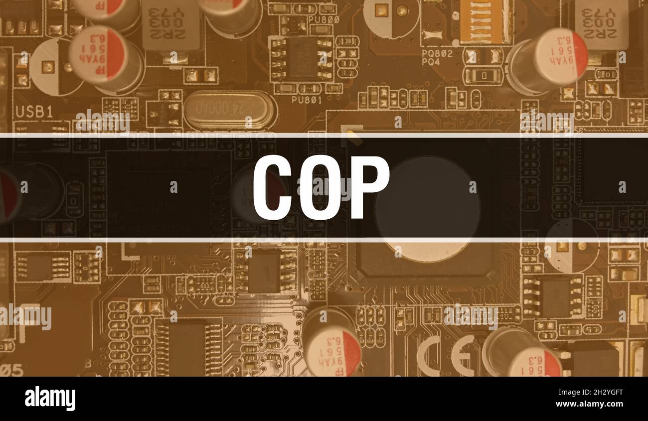 COP concept with Electronic Integrated Circuit on circuit board. COP ...