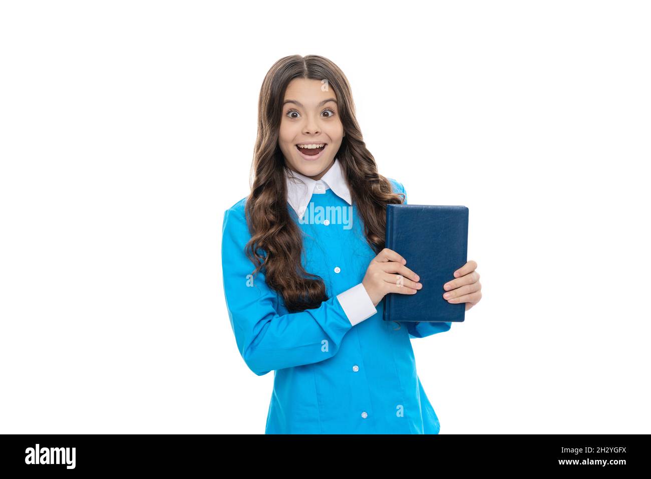 Lets start to learn. Happy child hold study book. School education ...