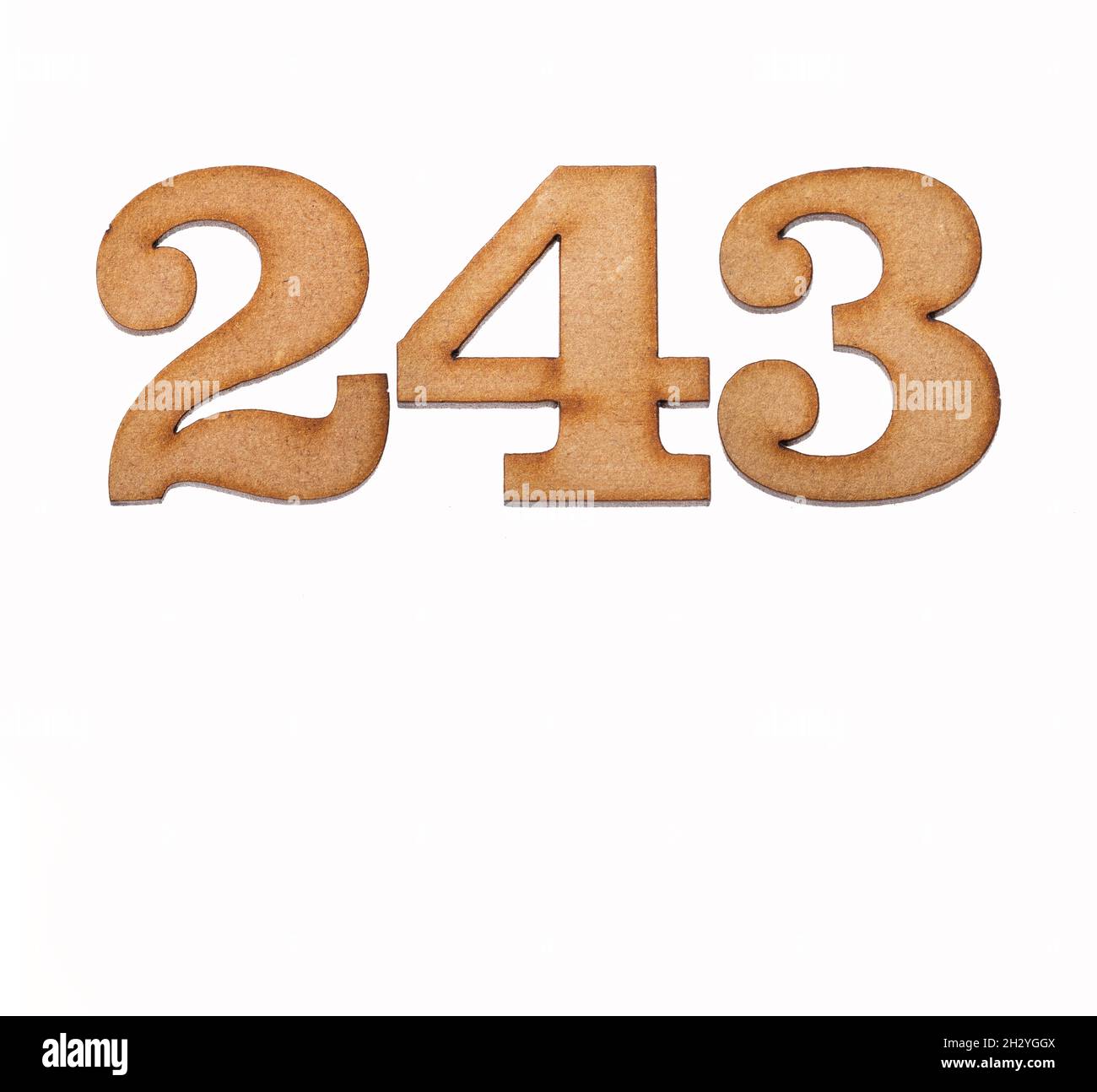 Number 243 - Piece of wood isolated on white background Stock Photo - Alamy