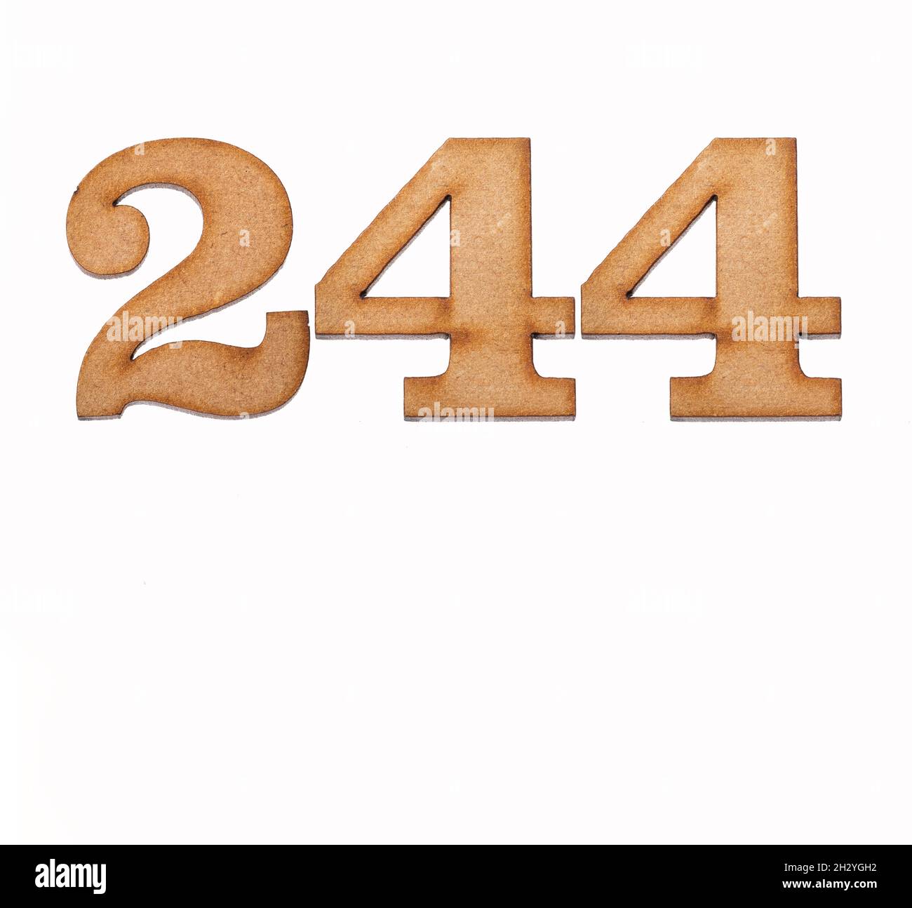 Number 244 in wood, isolated on white background Stock Photo - Alamy