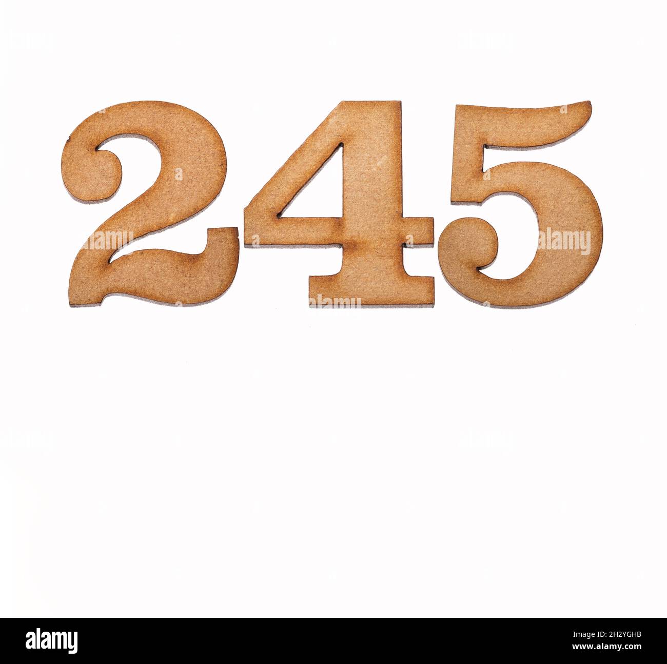 Number 245 - Piece of wood isolated on white background Stock Photo - Alamy