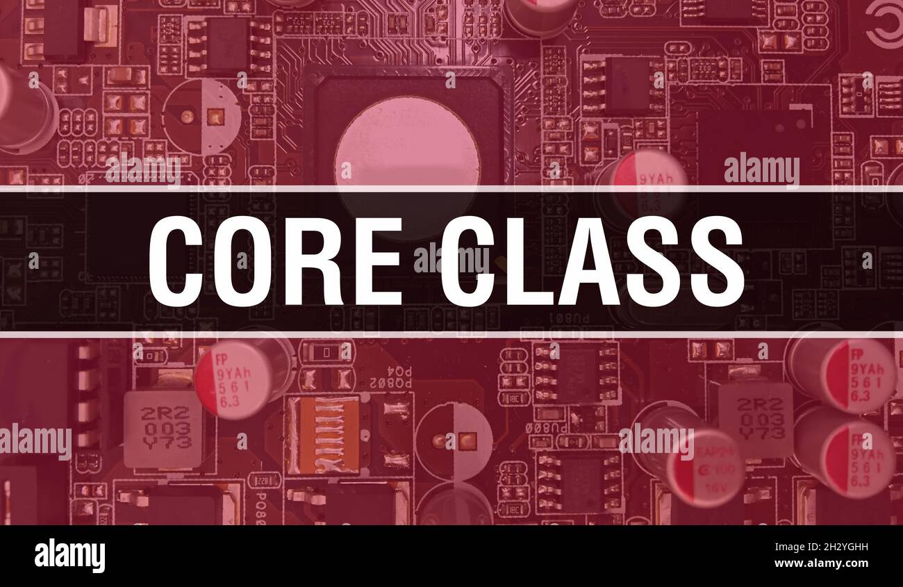 Core Class concept illustration using Computer Chip in Circuit Board ...