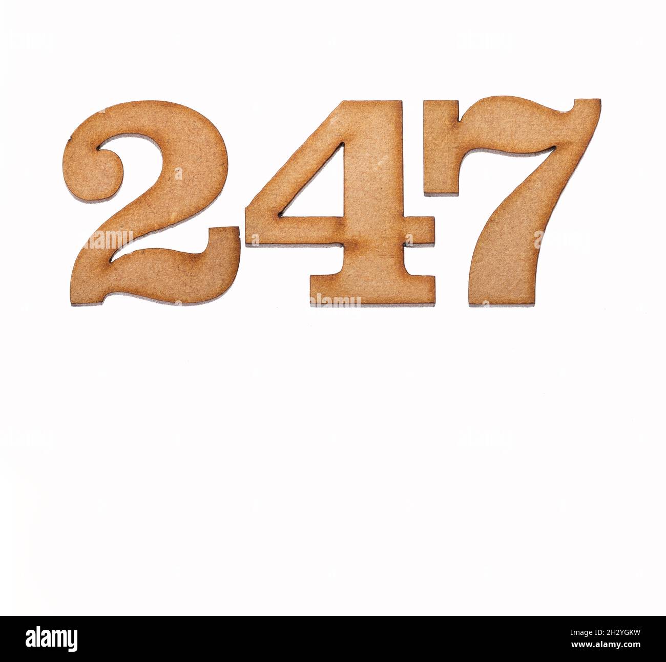 Number 247 - Piece of wood isolated on white background Stock Photo - Alamy