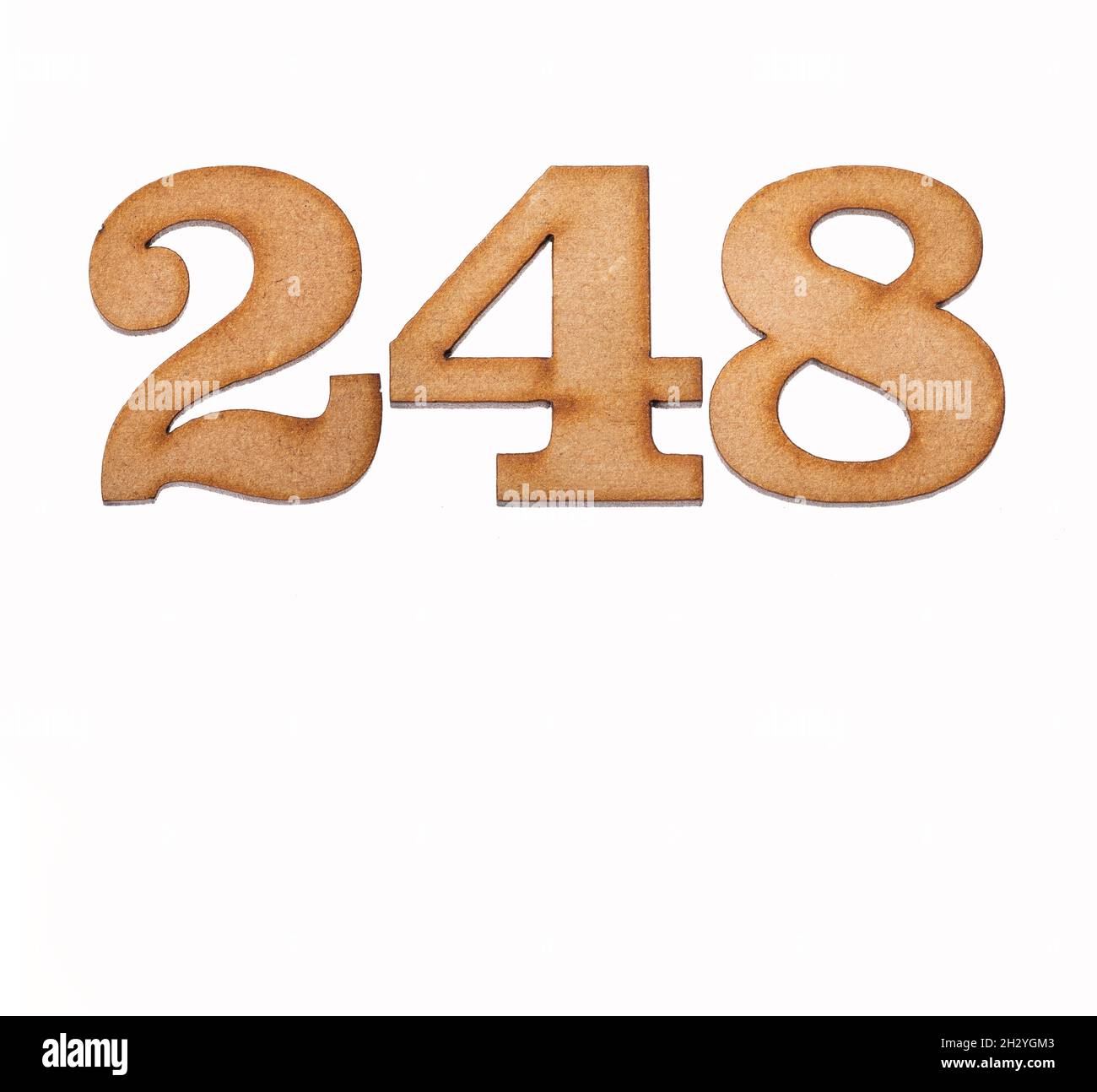 Number 248 in wood, isolated on white background Stock Photo - Alamy