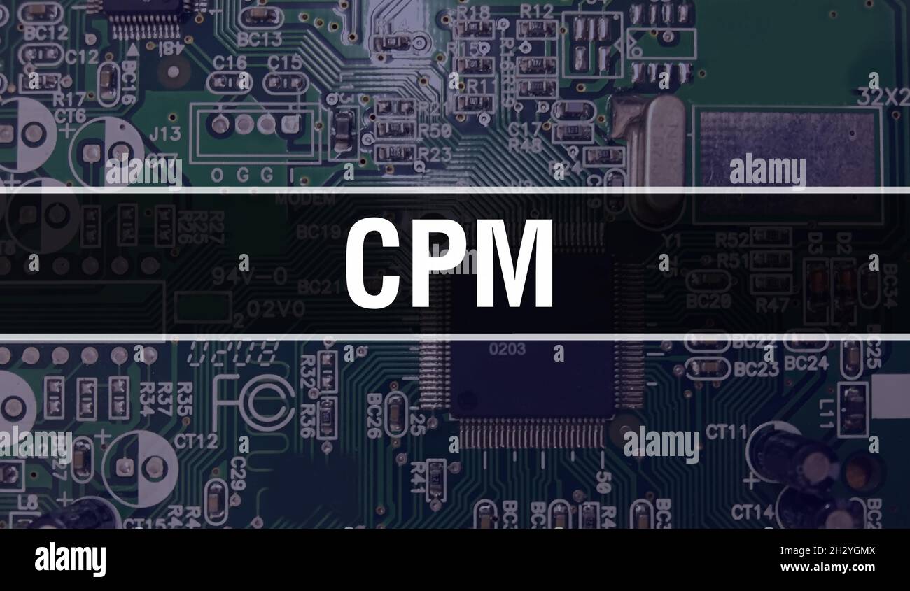CPM with Electronic Computer Hardware technology background. Abstract background with Electronic ...