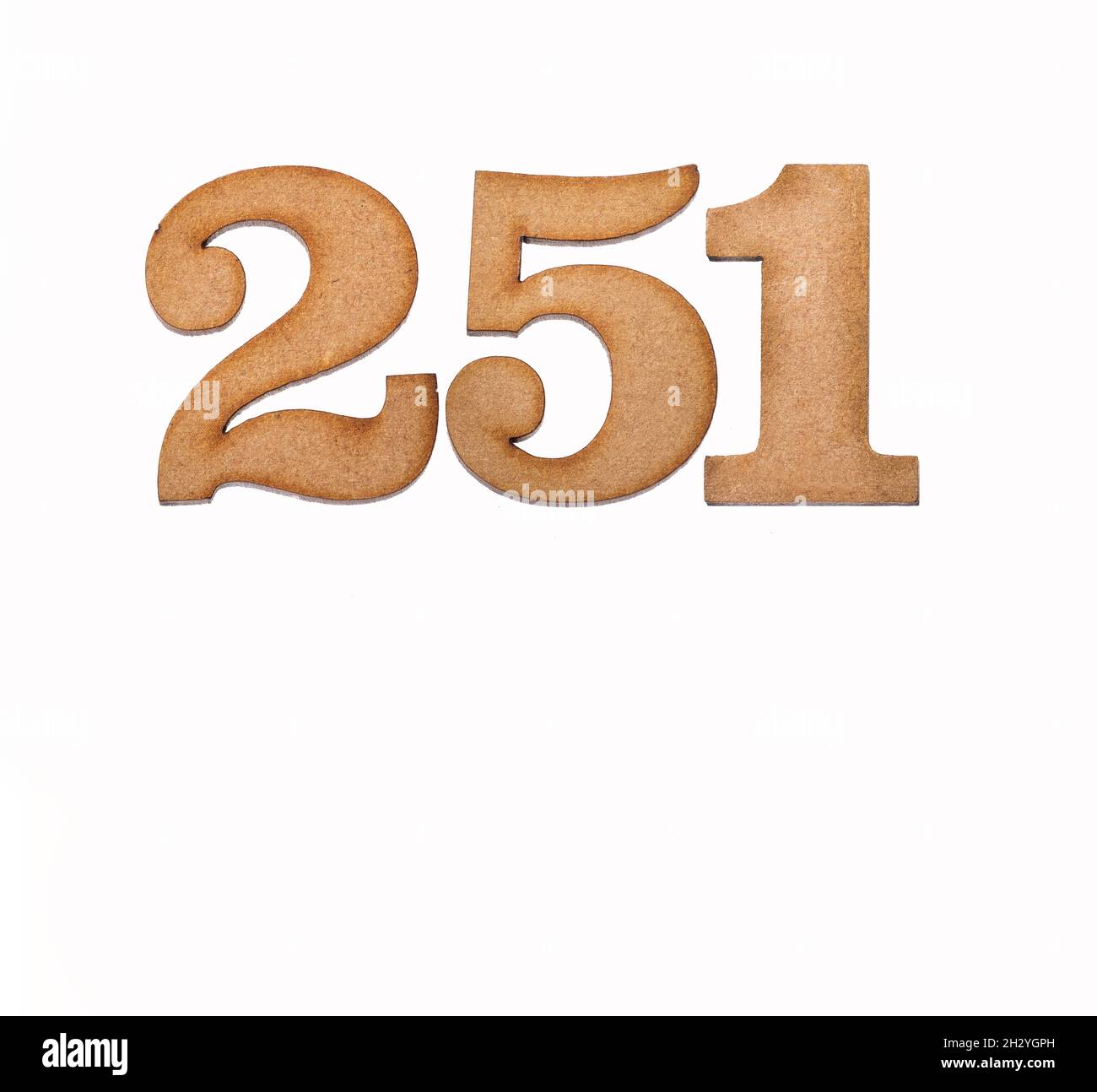 Number 251 - Piece of wood isolated on white background Stock Photo - Alamy